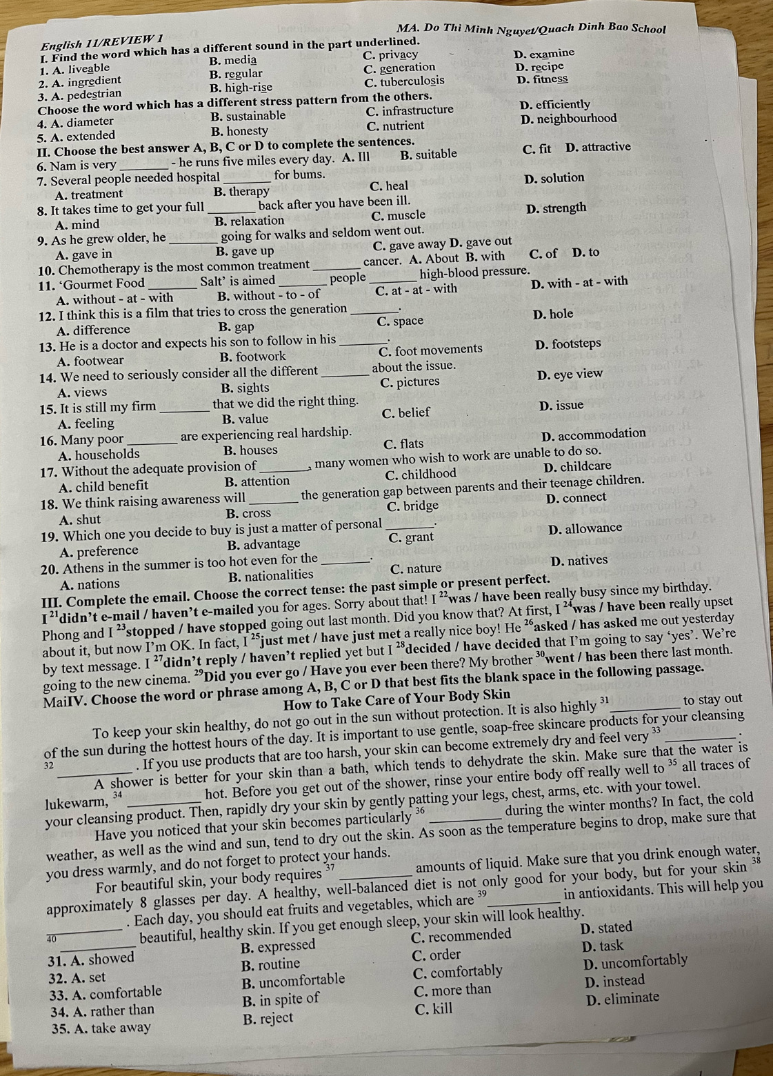 Giải quyết:MA. Do Thi Minh Nguyet/Quach Dinh Bao School English 11 ...