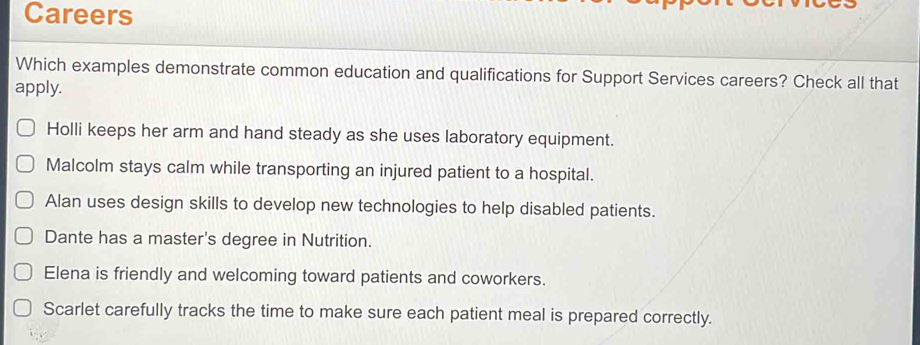 Solved: Careers Which examples demonstrate common education and ...