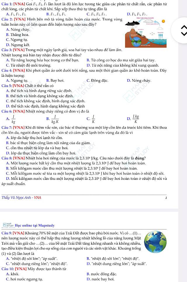 Giải quyết:[VNA] Gọi F_1,F_2,F_3 lần lượt là độ lớn lực tương tác giữa ...