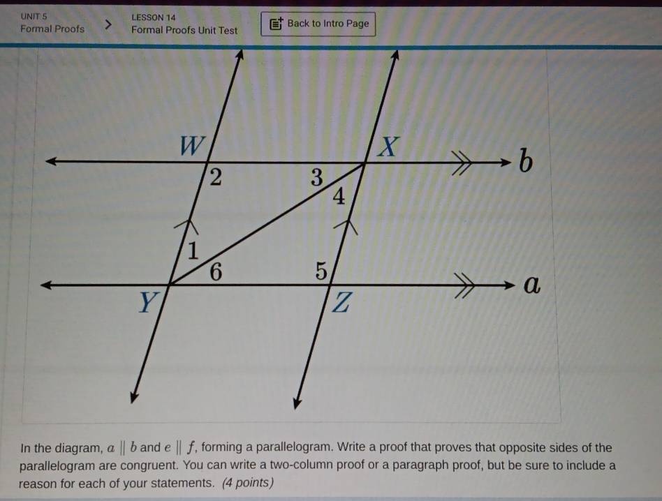 Solved: LESSON 14 Back to Intro Page In the diagram, aparallel b and e ...