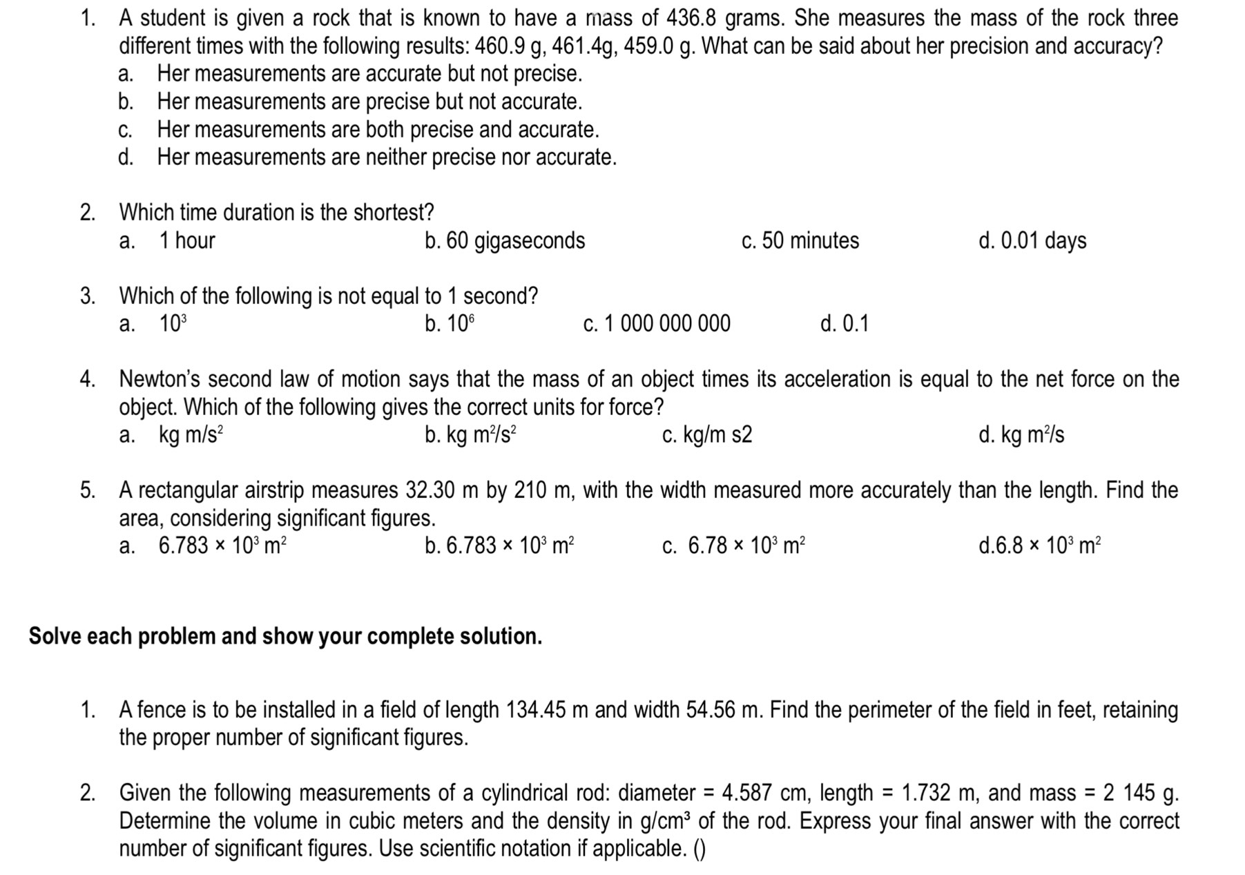Solved: A student is given a rock that is known to have a mass of 436.8 ...