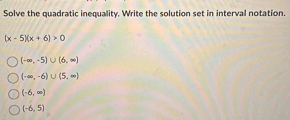 Solved: Solve the quadratic inequality. Write the solution set in ...