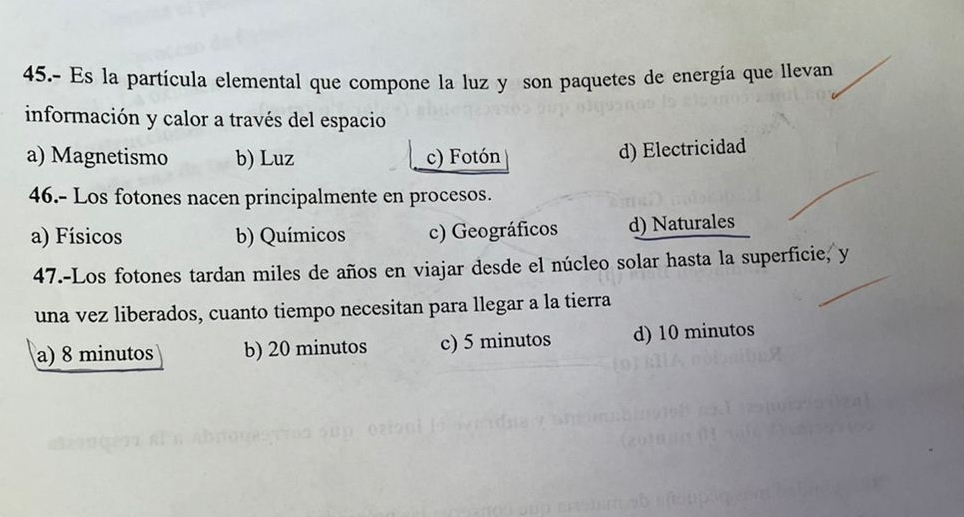 Resuelto:45.- Es la partícula elemental que compone la luz y son ...