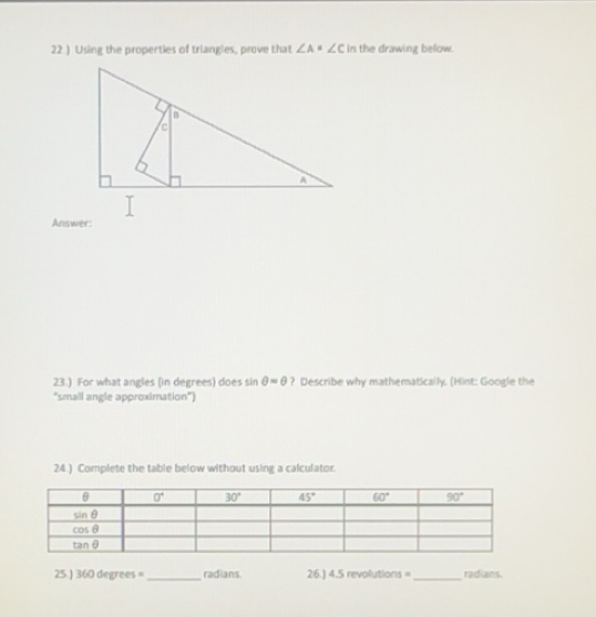 Solved: 22.) Using the properties of triangles, prove that ∠ A=∠ C in ...