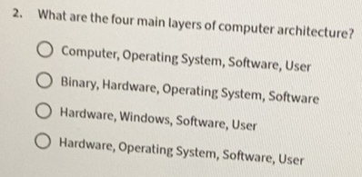 Solved: What are the four main layers of computer architecture ...