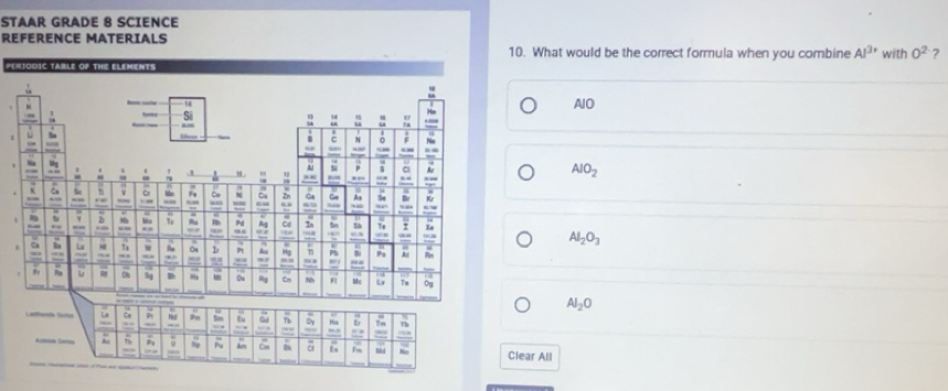 Solved: STAAR GRADE 8 SCIENCE REFERENCE MATERIALS 10. What would be the ...