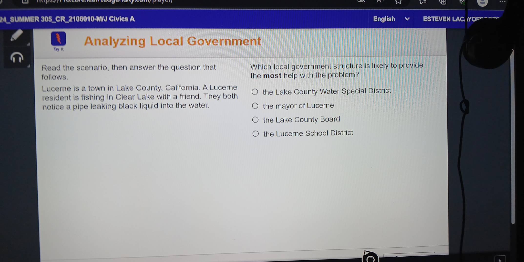 Solved: 24_SUMMER 305_CR_2106010-M/J Civics A English ESTEVEN LACH YOF ...