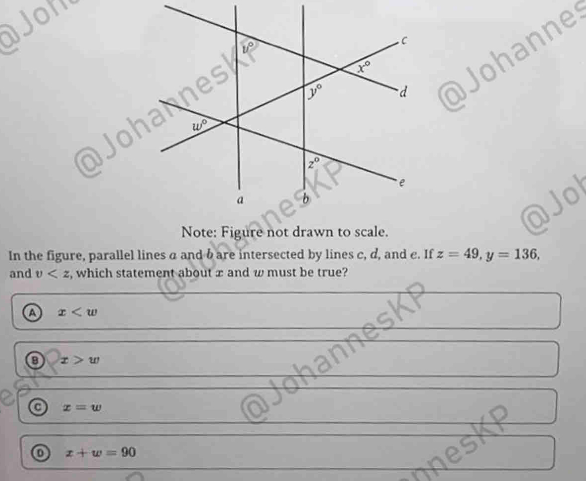 تم الحل:ne: Note: Figure not drawn to scale. In the figure, parallel lines a and b are intersected