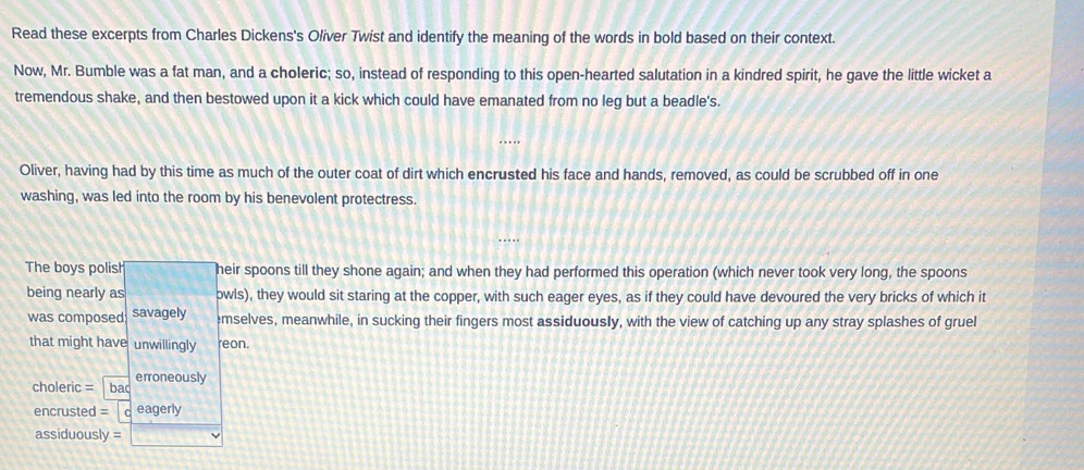 Solved: Read these excerpts from Charles Dickens's Oliver Twist and ...