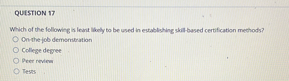 Solved: Which of the following is least likely to be used in ...