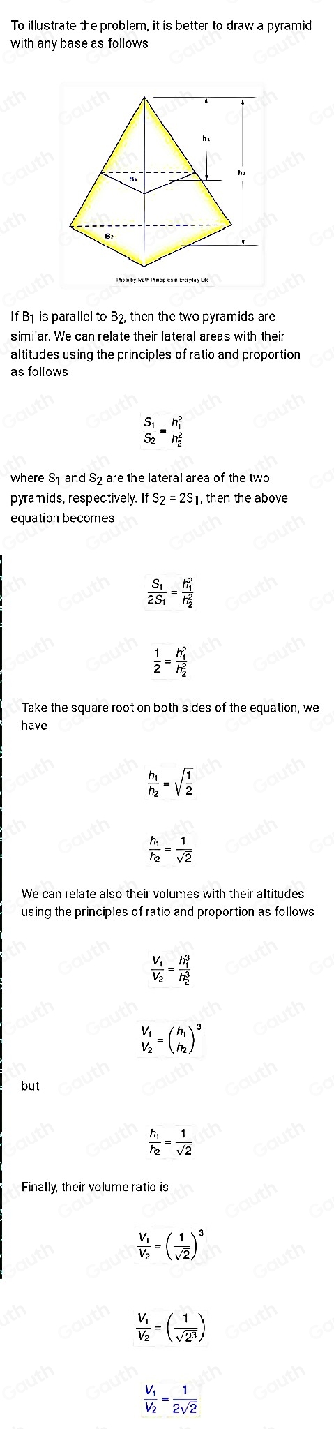 Solved: PROBLEM 05: What fraction of the volume of a pyramid must be cut off by a plane parallel ...