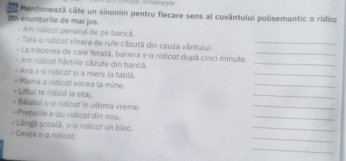 Solved: Menționează câte un sinonim pentru fiecare sens al cuvântului ...