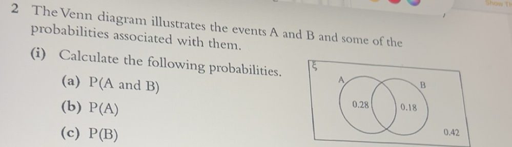 Solved: The Venn diagram illustrates the events A and B and some of the ...