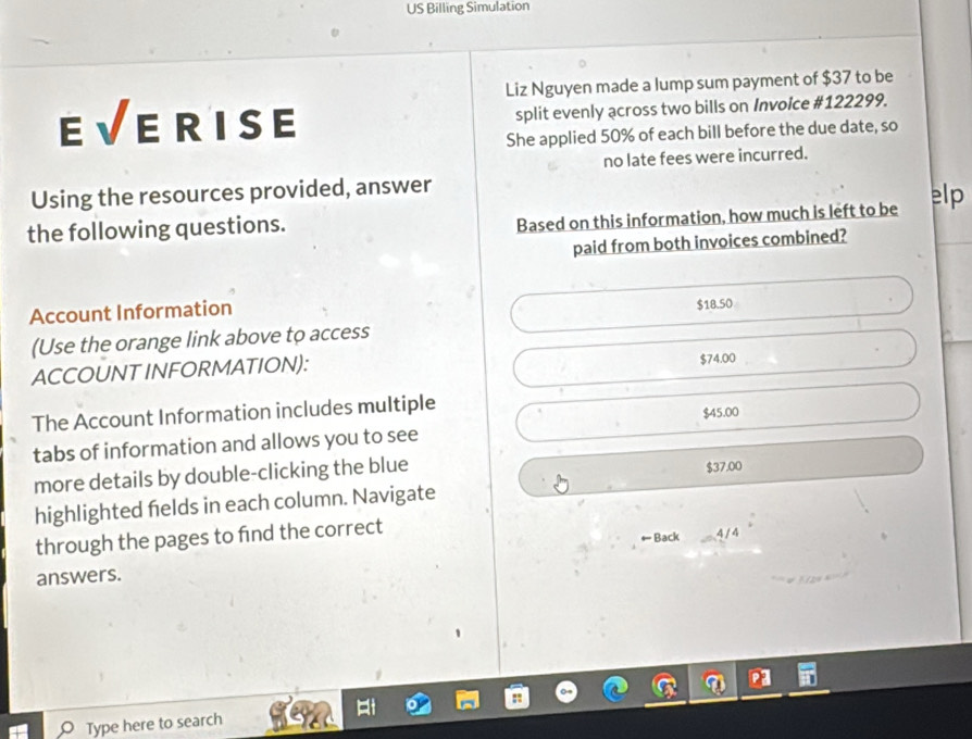 Solved: US Billing Simulation Liz Nguyen made a lump sum payment of $37 ...