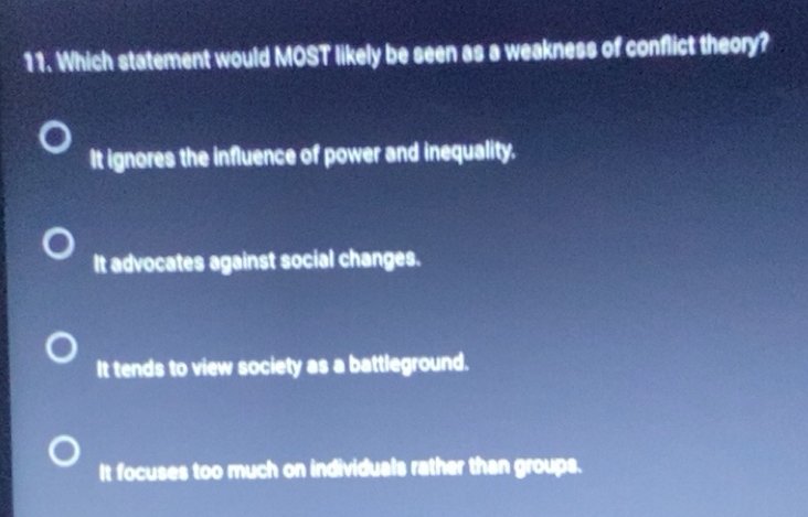 Solved: Which statement would MOST likely be seen as a weakness of ...