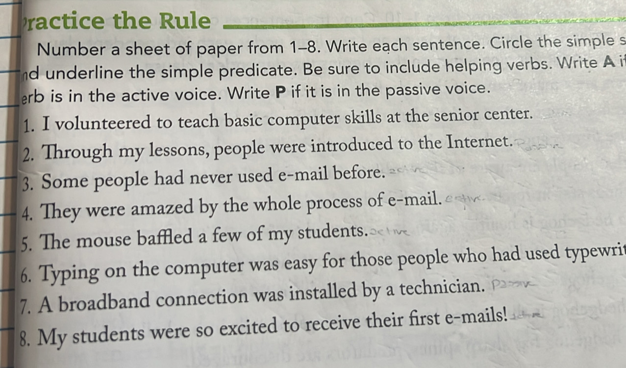 Resuelto:ractice the Rule Number a sheet of paper from 1-8. Write each ...