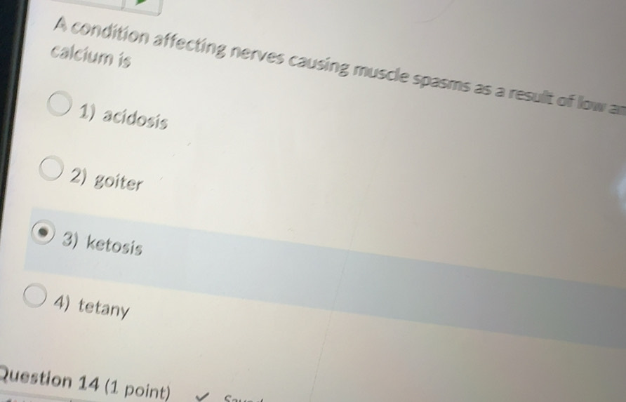 Solved: calcium is A condition affecting nerves causing muscle spasms ...