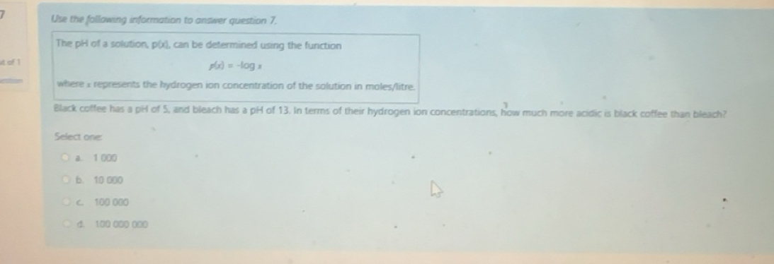 Solved: Use the following information to answer question 7. The pH of a ...
