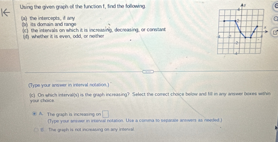 Solved: Ay Using the given graph of the function f, find the following ...