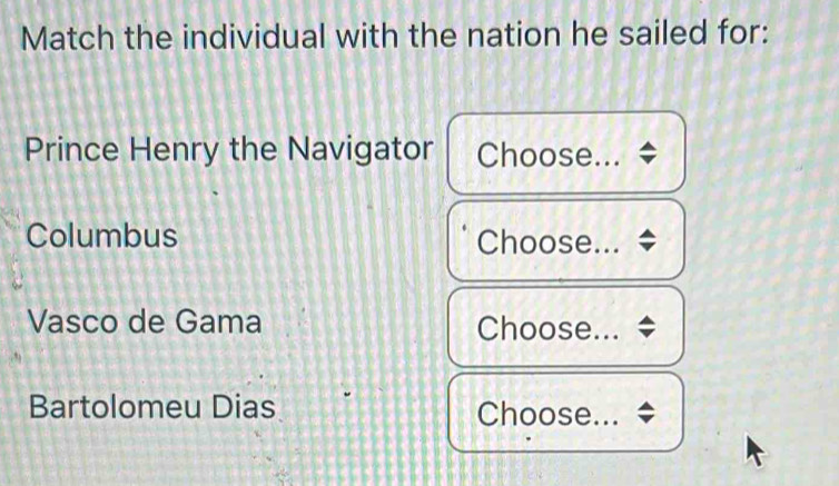 Solved: Match the individual with the nation he sailed for: Prince ...