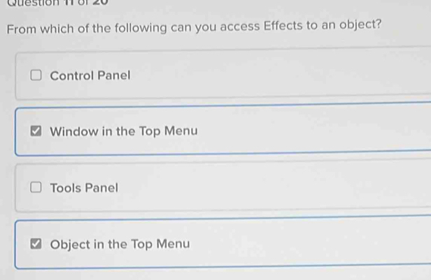Solved: From which of the following can you access Effects to an object ...