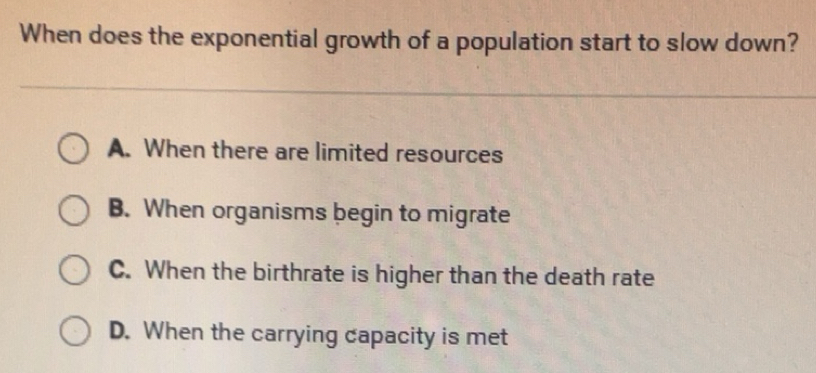 Solved: When does the exponential growth of a population start to slow ...