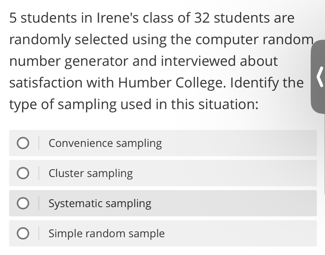 Solved: 5 students in Irene's class of 32 students are randomly ...