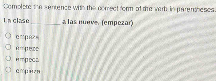 Solved: Complete the sentence with the correct form of the verb in ...