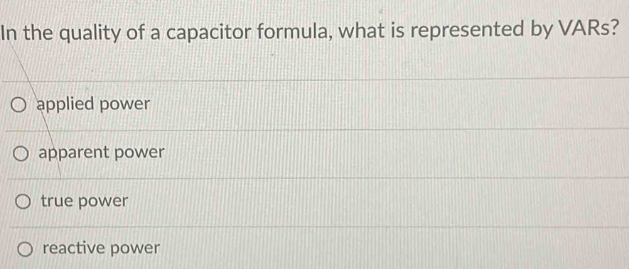 Solved: In the quality of a capacitor formula, what is represented by ...