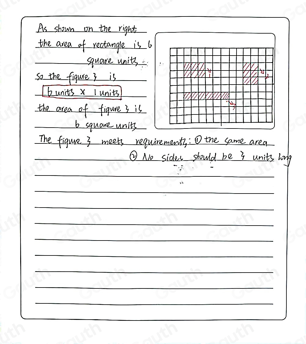 Solved: Jalen drew 2 of the same rectangle with an area of 6 square ...