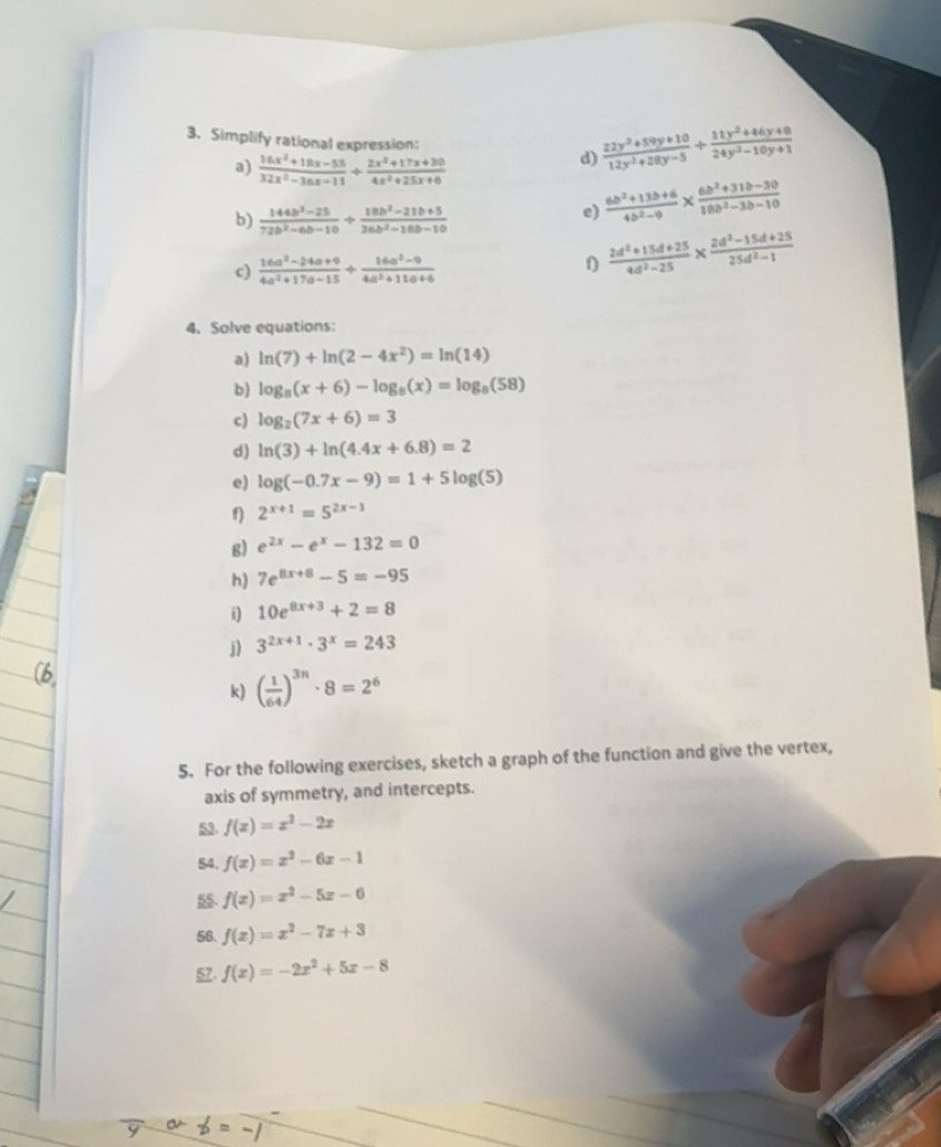 Solved: Simplify rational expression: a) (16x^2+18x-55)/32x^2-36x-11 / (2x^2+17x+30)/4x^2+25x+6 ...