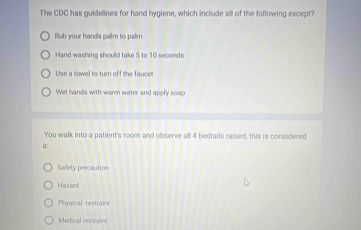 Solved: The CDC has guidelines for hand hygiene, which include all of ...