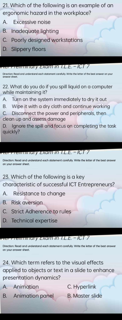 Solved: Which of the following is an example of an ergonomic hazard in ...