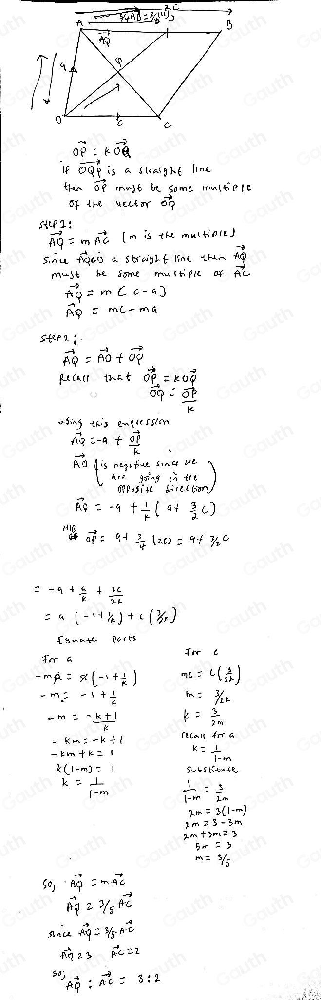 Solved: iagram NOT ccurately drawn vector OA=a vector OC=c vector AB=2c ...