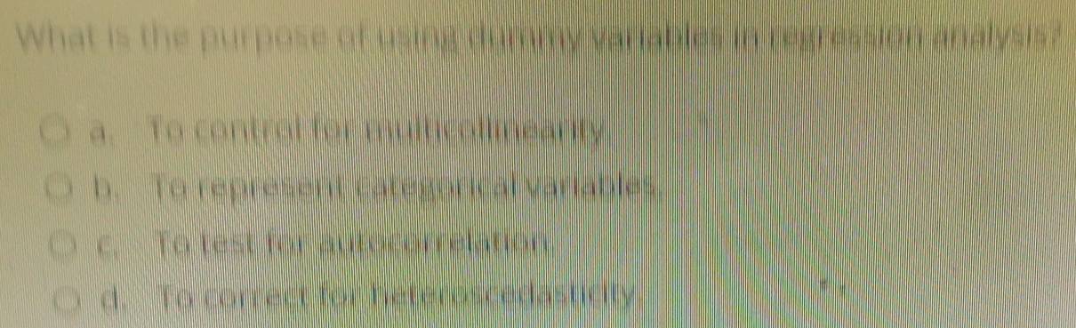 Solved: What is the purpose of using dummy variables in regression ...
