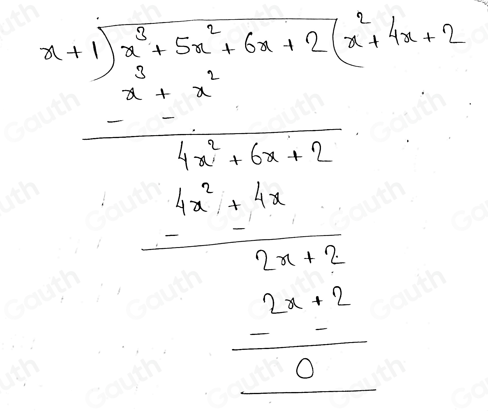 Solved: Use the long division method to find the result when x^3+5x^2 ...