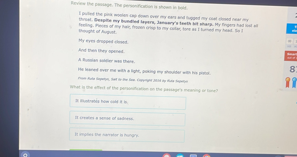 Solved: Review the passage. The personification is shown in bold. I ...