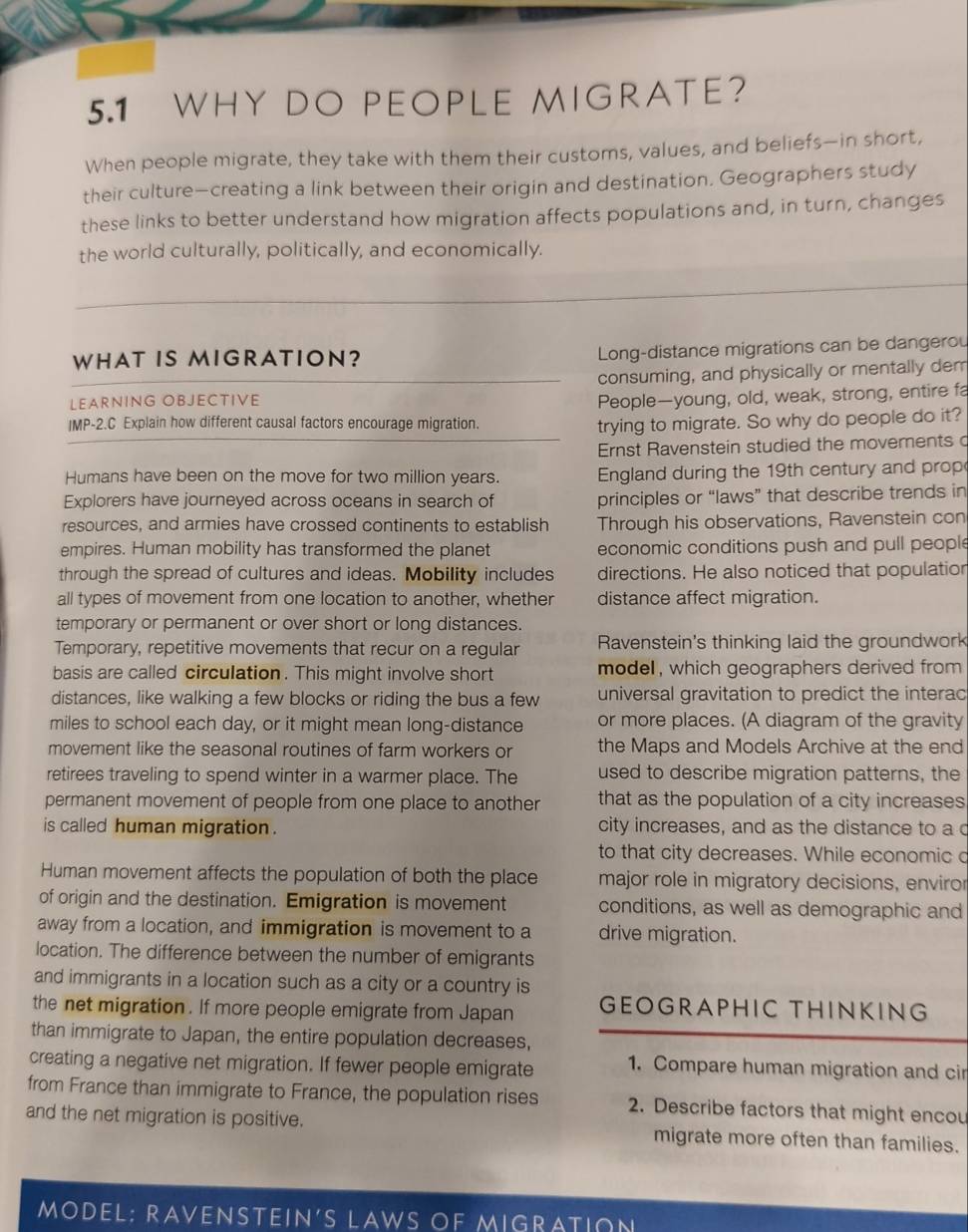 Gelöst:5.1 WHY DO PEOPLE MIGRATE? When people migrate, they take with ...