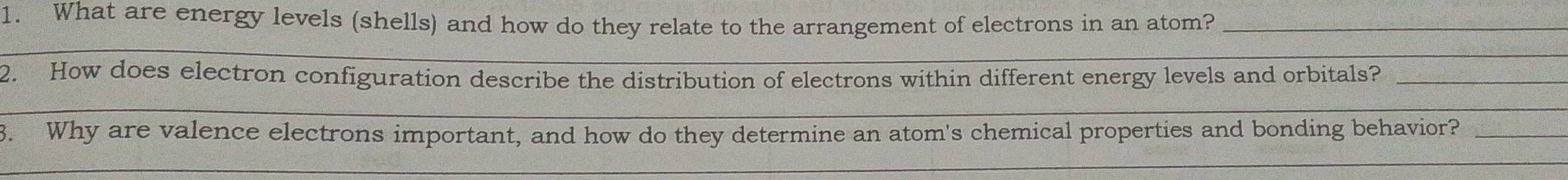 Solved: What are energy levels (shells) and how do they relate to the ...
