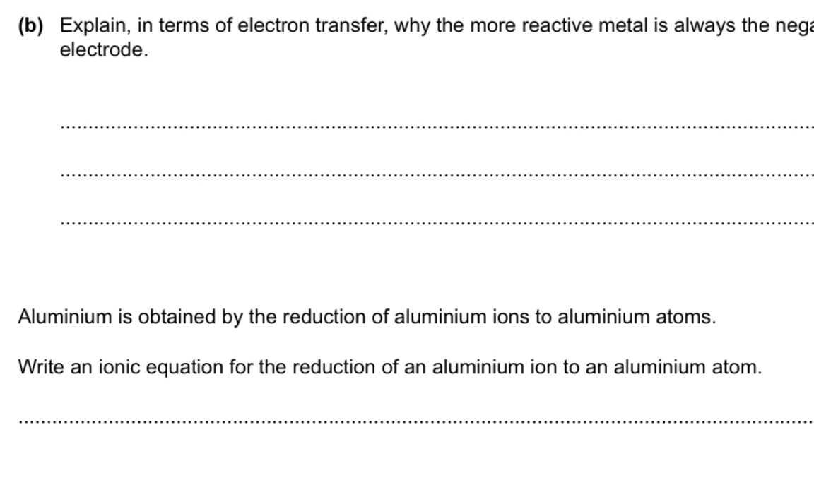 Solved: Explain, in terms of electron transfer, why the more reactive ...