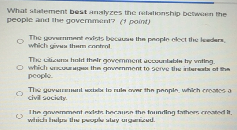 Solved: What statement best analyzes the relationship between the ...