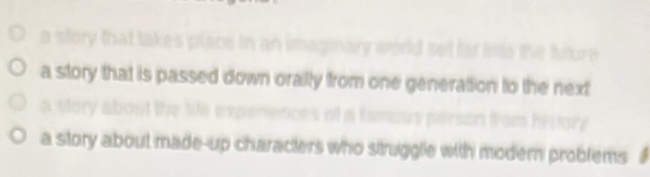 Solved: a story that takes place in an imaginary world set far into the ...