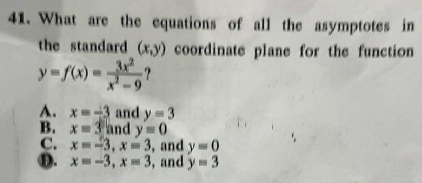 Solved: What are the equations of all the asymptotes in the standard (x ...