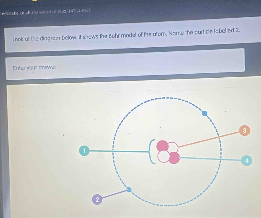 Solved: educake couk/my educake quiz/143143923 Look at the diagram below. It shows the Bohr ...