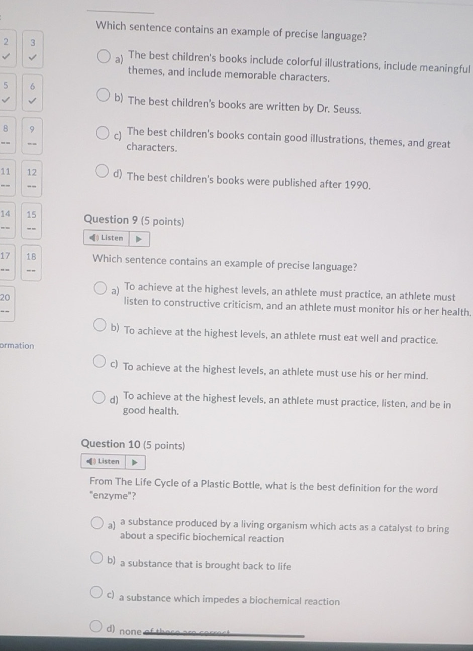 Solved: Which sentence contains an example of precise language? 2 3 a ...