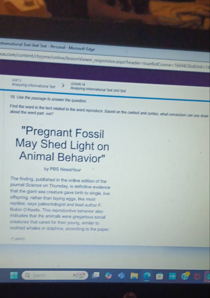 Solved: Informational Text Unit Test - Personal - Microsoft Edge rus ...
