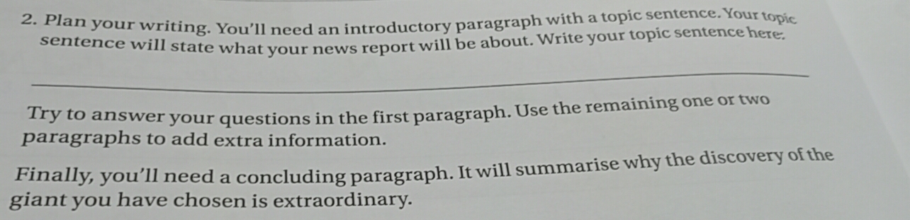 Giải quyết:Plan your writing. You’ll need an introductory paragraph ...