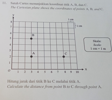 Selesai:l1. Satah Cartes menunjukkan koordinat titik A, B, dan C. The ...