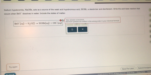 Solved: Sodium hypobromite, NaOBr, acts as a source of the weak acid ...