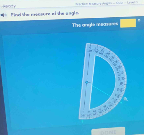 i-Ready Practice: Measure Angles — Quiz — Level D Find the measure of ...